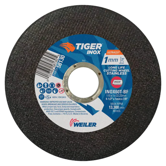 Weiler Tiger INOX Ultracut Thin Cutting Wheel, 7/8″ Arbor, 50/pk ...