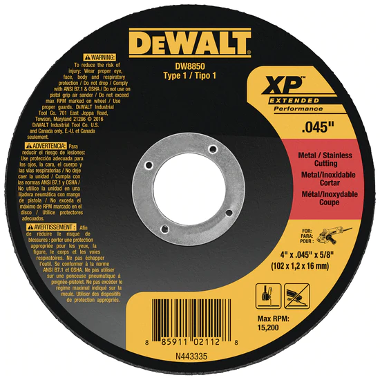 Dewalt cut-off wheel – Type 1 – 5″ x .045″ x 7/8 – 25/box – DW8852 ...